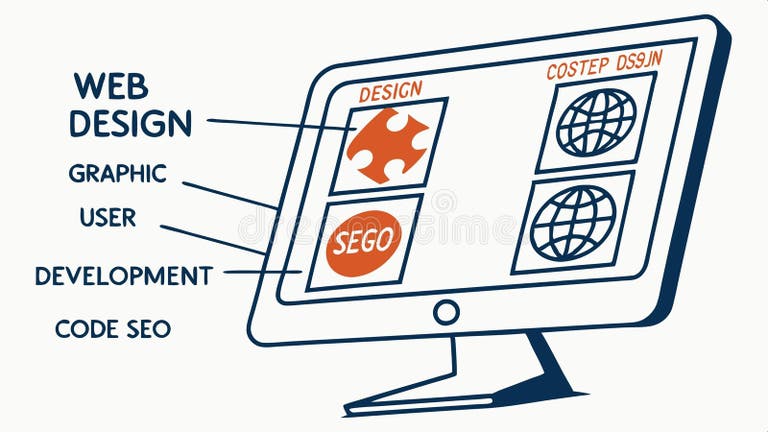 Web Design and Development Screen with Coding and Graphic Elements. Vector Design Generative AI ...