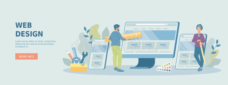 Web Design and Development. Team of Designers Working on Website or ...