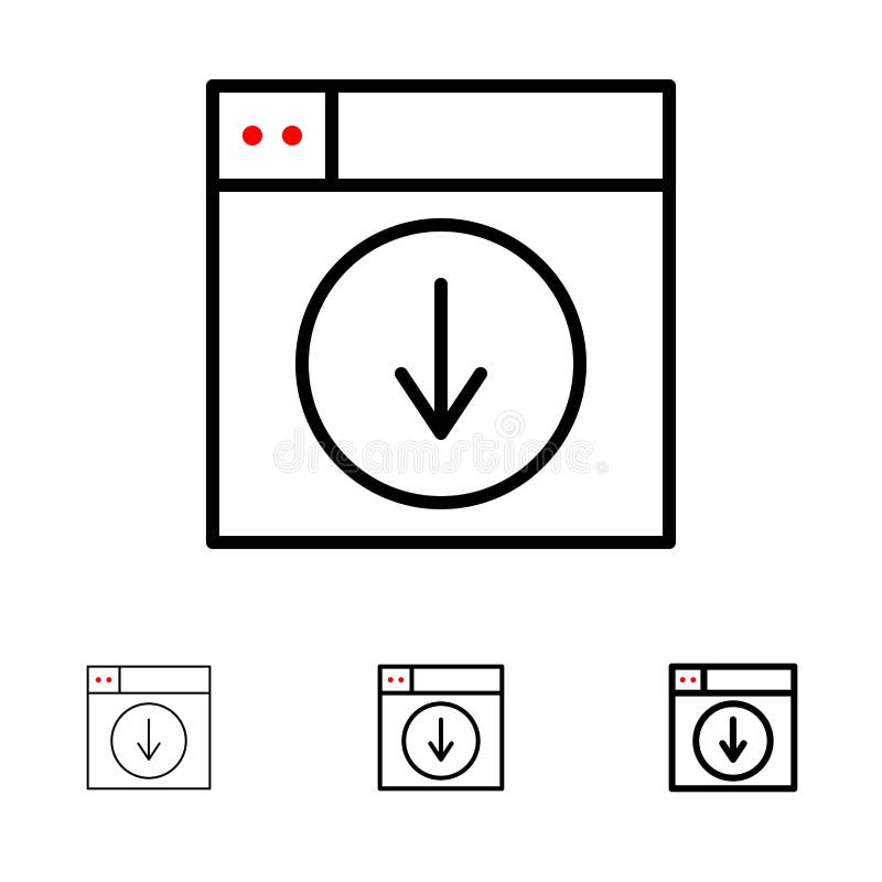 Web, Design, Download, Down, Application Bold and Thin Black Line Icon ...