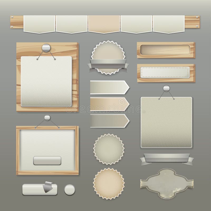 Gray Web UI Elements Design. Stock Vector - Illustration of internet ...