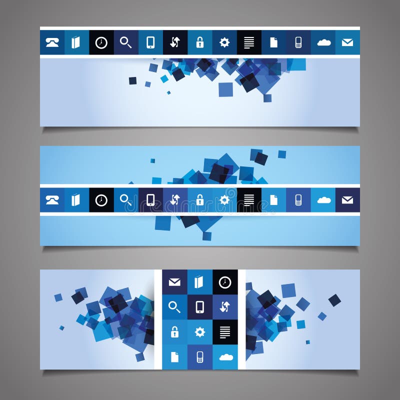 Web Design Elements - Blue Abstract Header Designs with Tiles Stock ...