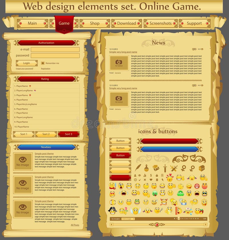 Web design elements game stock vector. Illustration of retro - 20722167