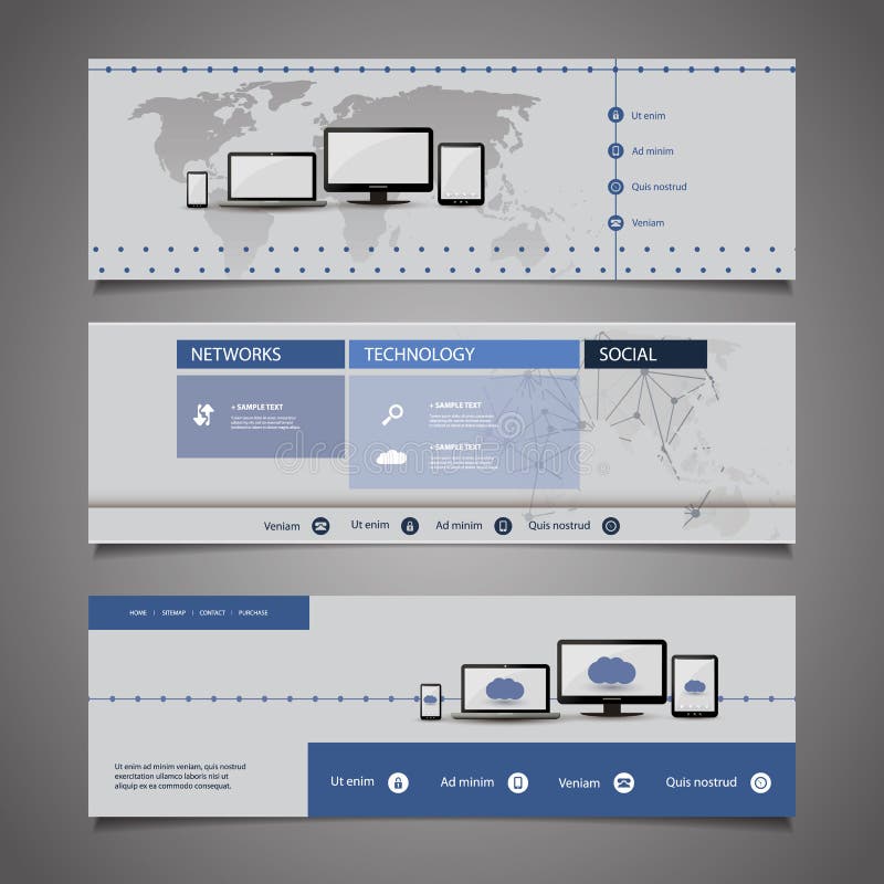 Web Design Elements - Header Designs Stock Vector - Illustration of ...