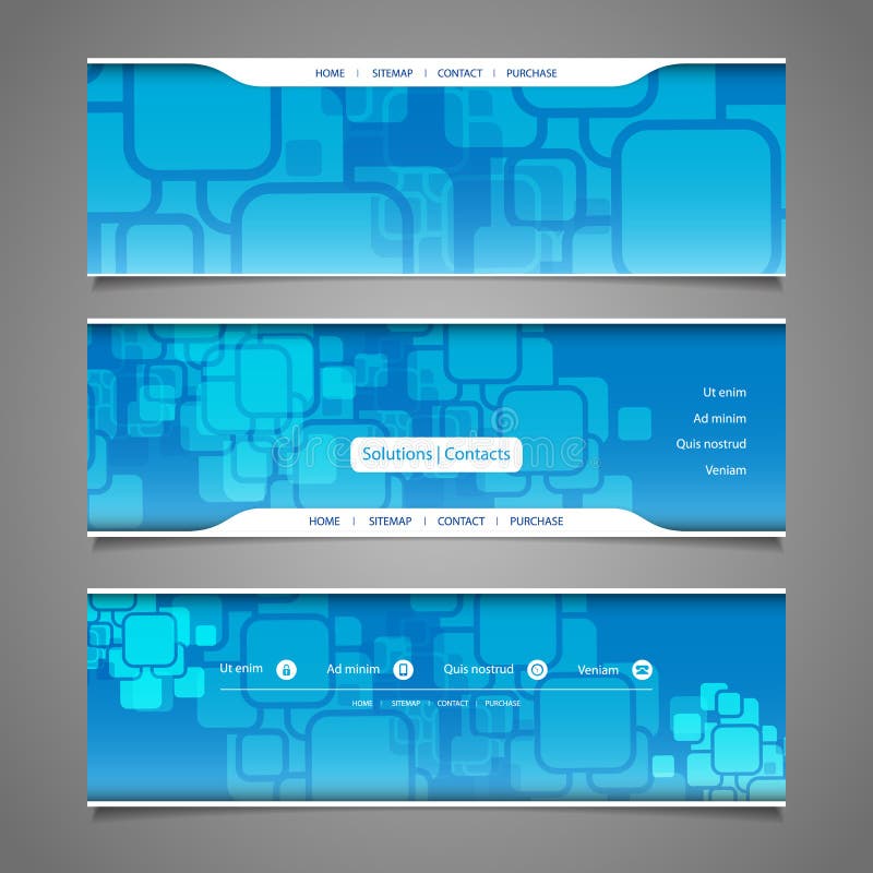 Web Design Elements - Header Designs with Squares Pattern Stock Vector ...