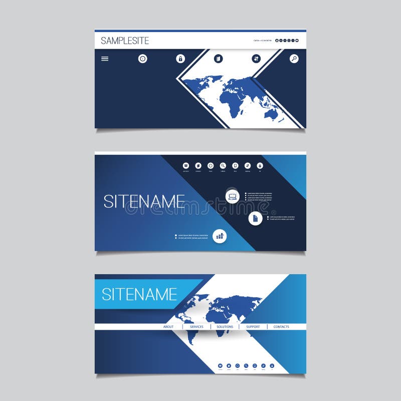 Web Design Elements - Header Design Set Stock Vector - Illustration of ...
