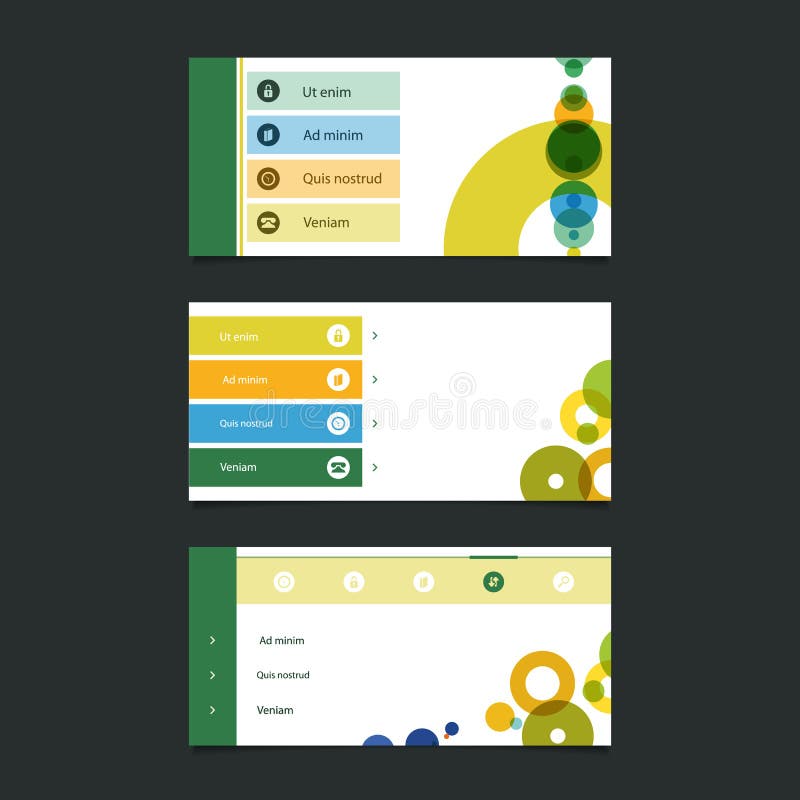 Web Design Elements: Minimal Header Design with Icons Stock Vector ...