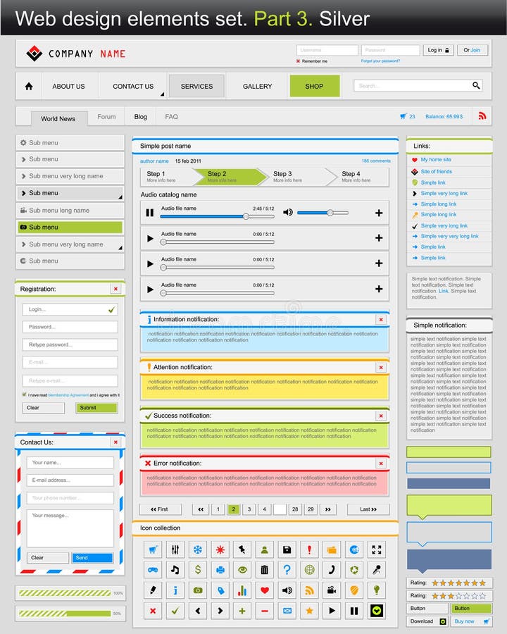 Web Design Elements Set. Part 3 Stock Vector - Illustration of design ...