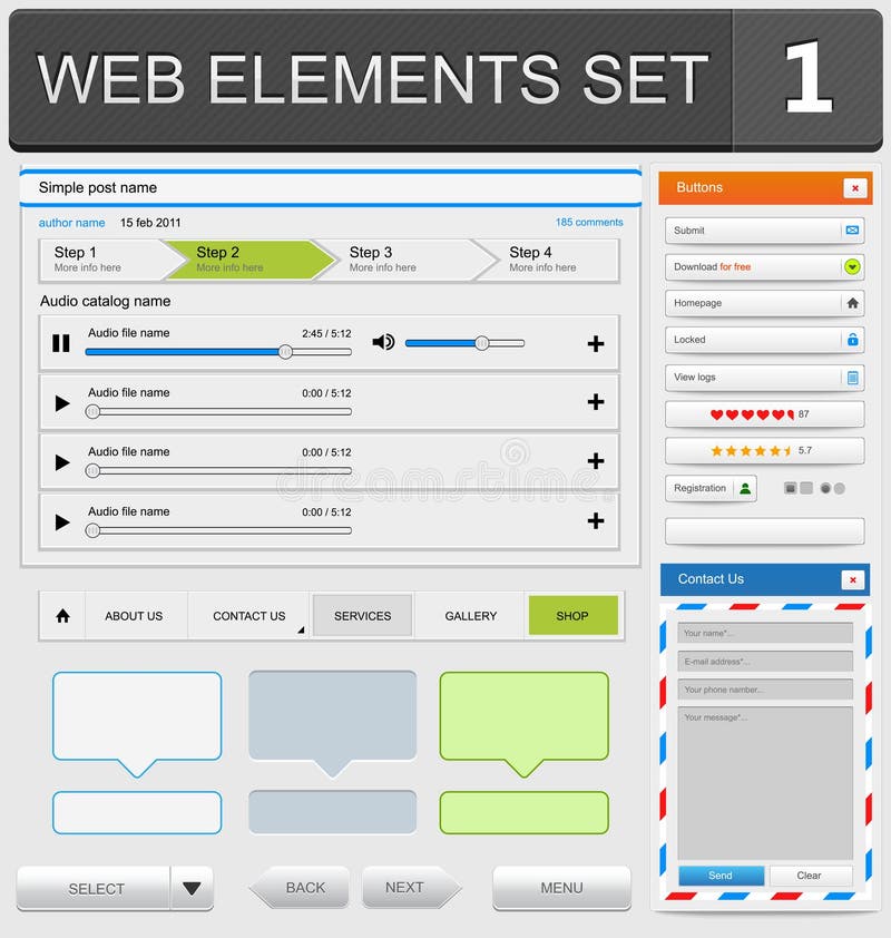 Web design elements set stock vector. Illustration of design - 35376165