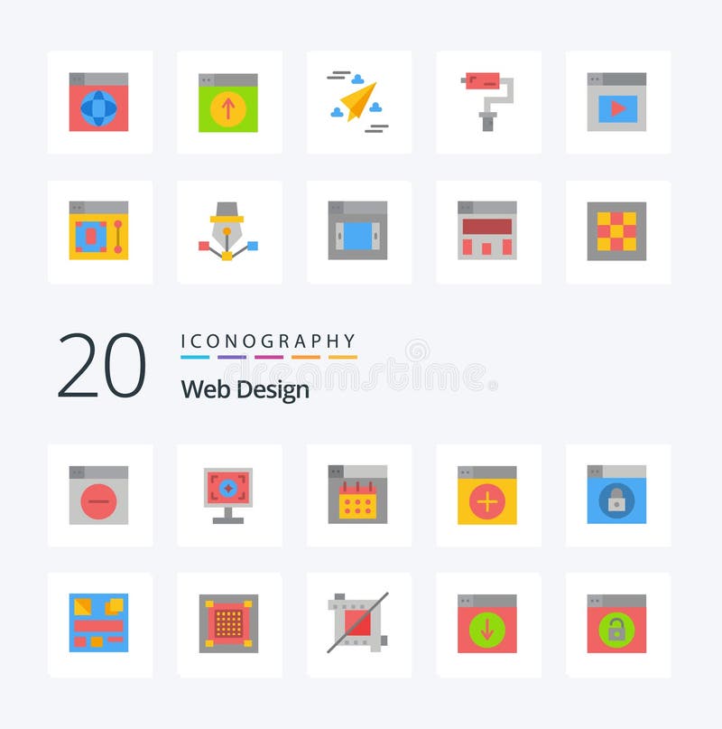 20 Web Design Flat Color Icon Pack Like Web Graphics Web New Add Stock ...