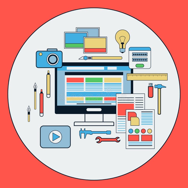 Web Design Flat Vector Icons Stock Vector - Illustration of creative ...