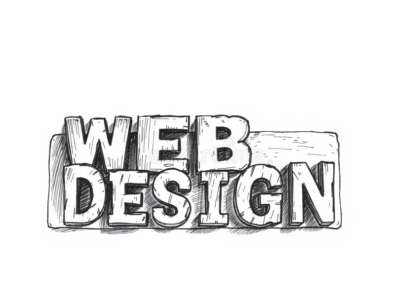 Web Design Hand-drawn Text, Sketch, Minimal, Black and White Stock ...