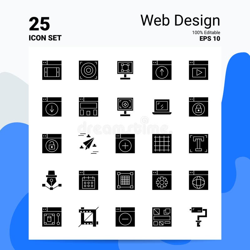 25 Web Design Icon Set. 100 Editable EPS 10 Files Stock Vector ...