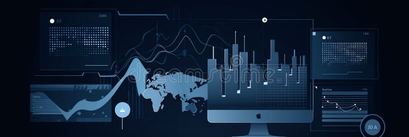 Web Design Illustration - Data Analysis , Dark Blue Palette ...