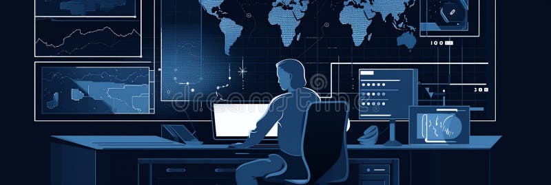 Web Design Illustration - Data Analysis , Dark Blue Palette ...