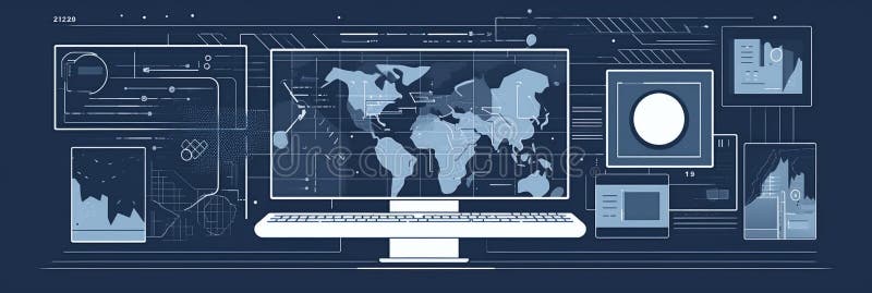 Web Design Illustration - Data Analysis , Dark Blue Palette ...