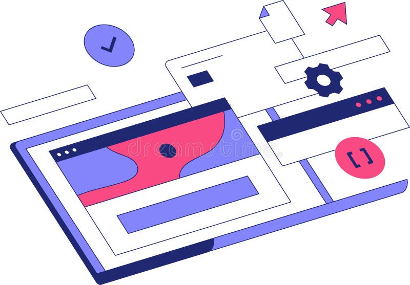 Web Design Interface with Tools and Gears in Flat Vector Illustration Symbolizing Development ...