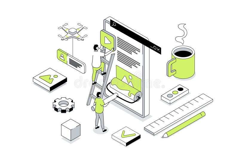 Web Design Isometric Concept Stock Illustration - Illustration of ...