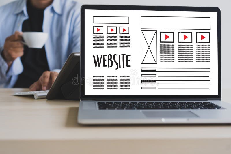 Web Design Layout Sketch Drawing Software Media WWW and Graphic Stock ...