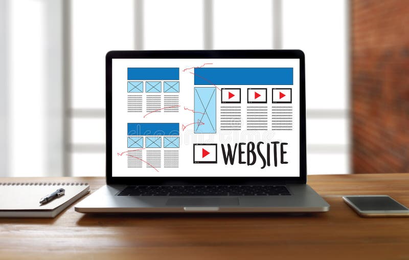 Web Design Layout Sketch Drawing Software Media WWW and Graphic Stock ...