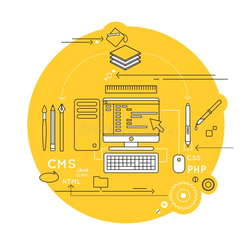 Web Design Line Composition Stock Vector - Illustration of cloud ...