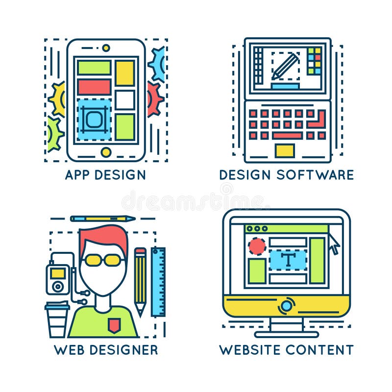 Web Design Linear Symbols stock vector. Illustration of palette - 76533801