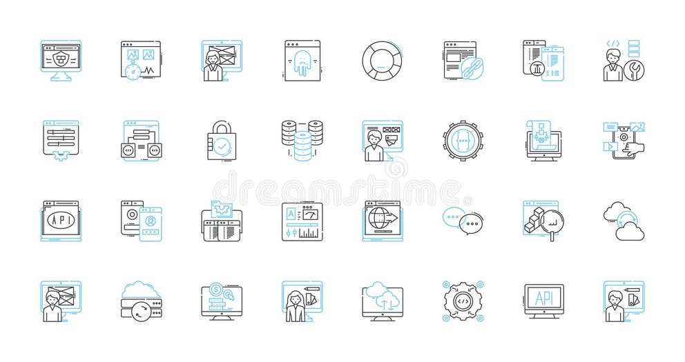 Web Design Linear Icons Set. Layout, Typography, Graphics, Navigation, Responsive, Accessibility ...