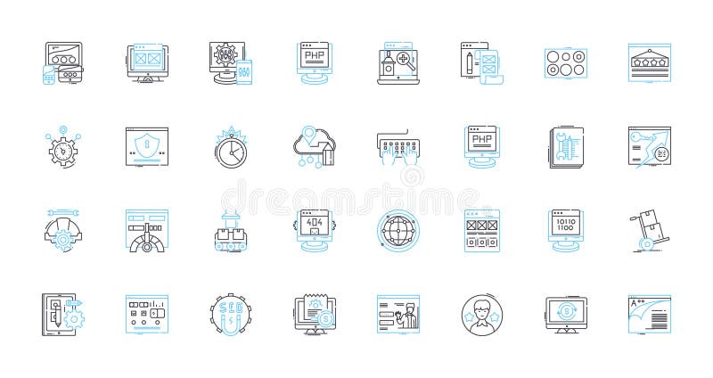 Web Design Linear Icons Set Typography Layout Navigation Responsive Interface Html Css