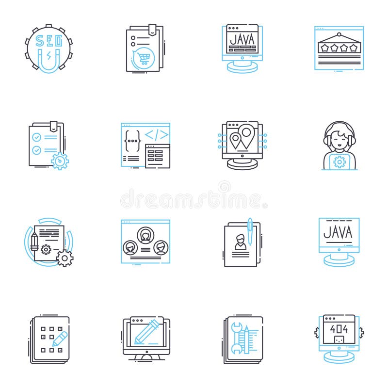 Web Design Linear Icons Set Typography Layout Navigation Responsive Interface Html Css