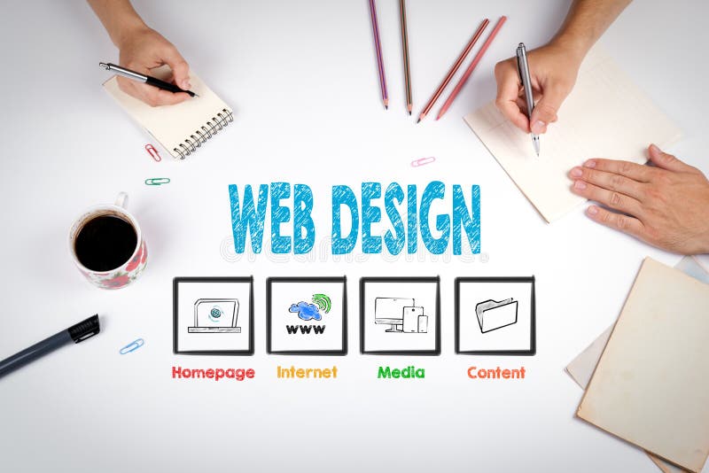 Web Design. the Meeting at the White Office Table Stock Image - Image ...