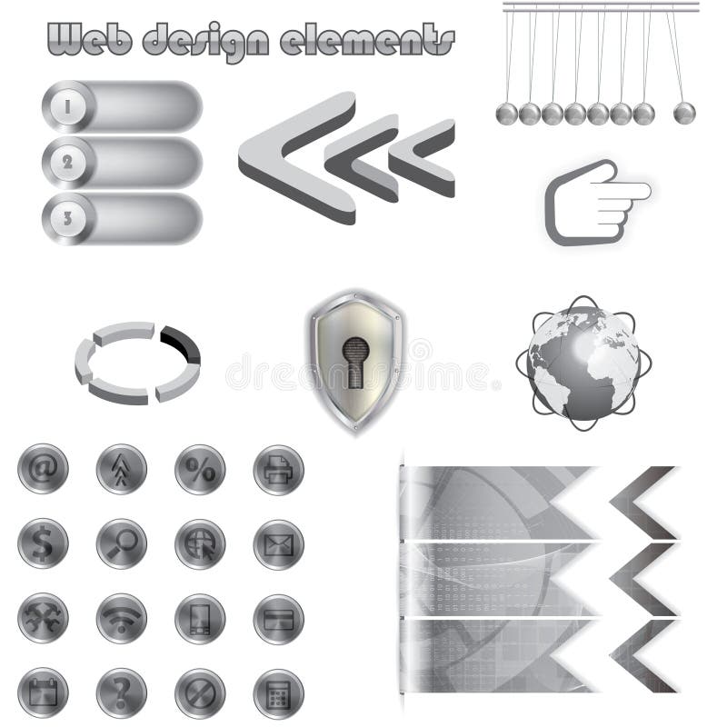 Web design metal elements stock vector. Illustration of mail - 37643506