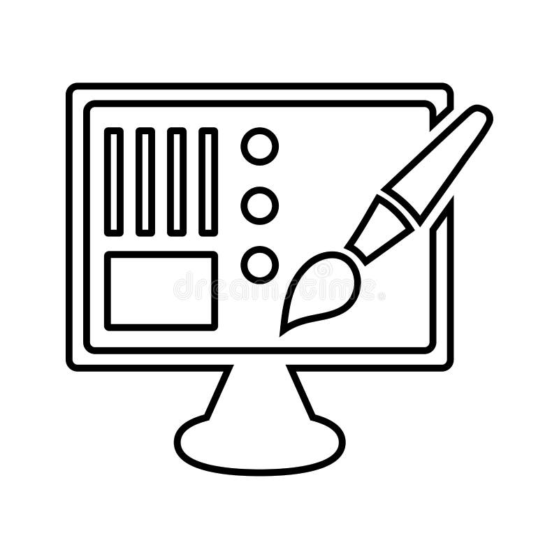 Web Design Outline Icon. Line Art Vector Stock Illustration ...