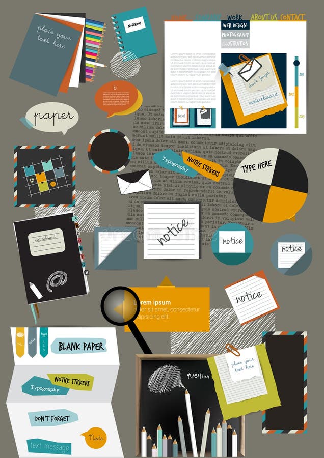 Web Design Portfolio Elements. Stock Vector - Illustration of homepage ...