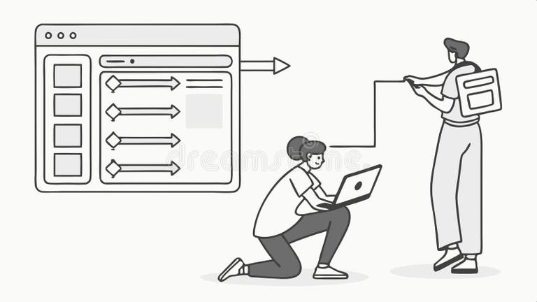 Web Design Process Website Development Ui Design And Digital Workflow Vector Design