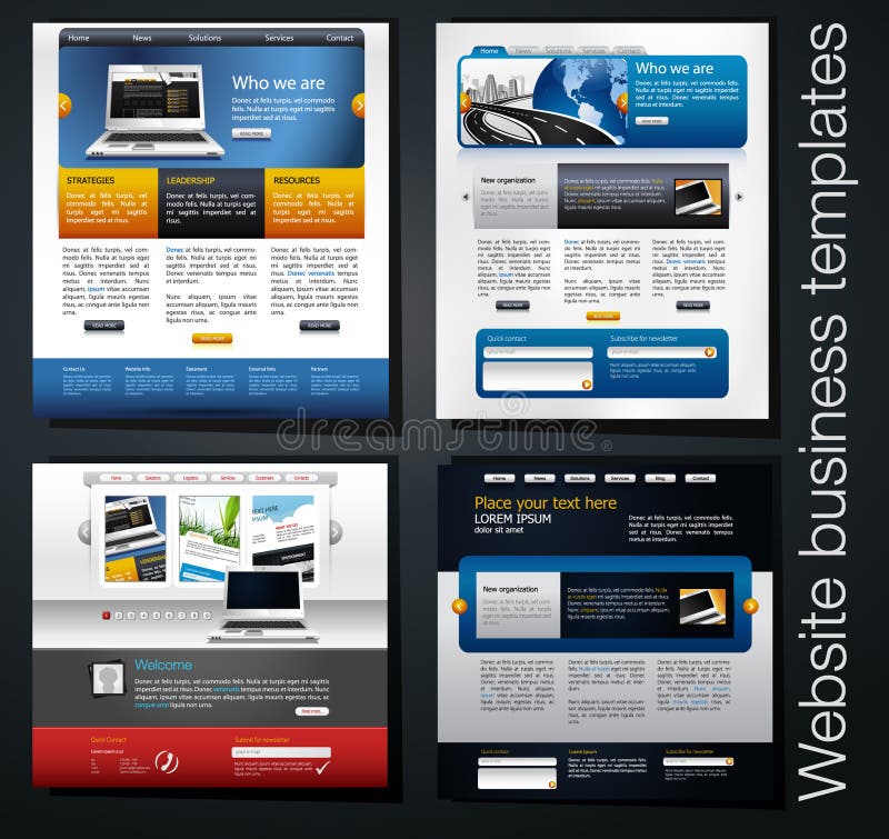 Dark Blue Website Design Template Stock Vector - Illustration of empty ...