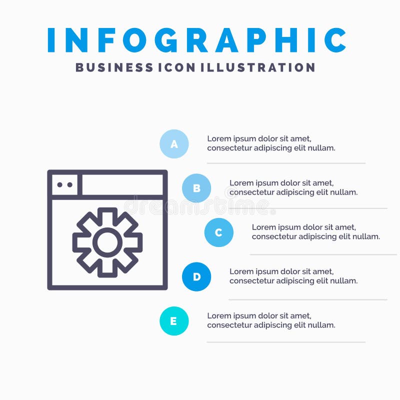 Web, Design, Setting Line Icon with 5 Steps Presentation Infographics ...