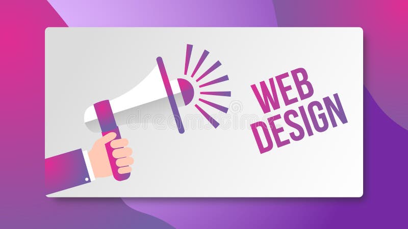 Web Design Slogan Banner Megaphone Stock Illustration - Illustration of ...