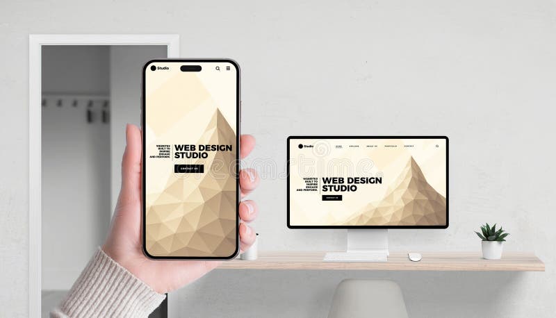 Web Design Studio Concept with App and Website Shown on Smartphone Stock Image - Image of ...