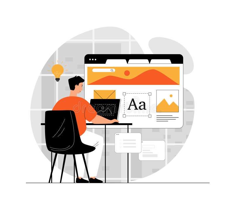 Web Design Studio Concept. Development of Graphics, Pictures, Brand ...