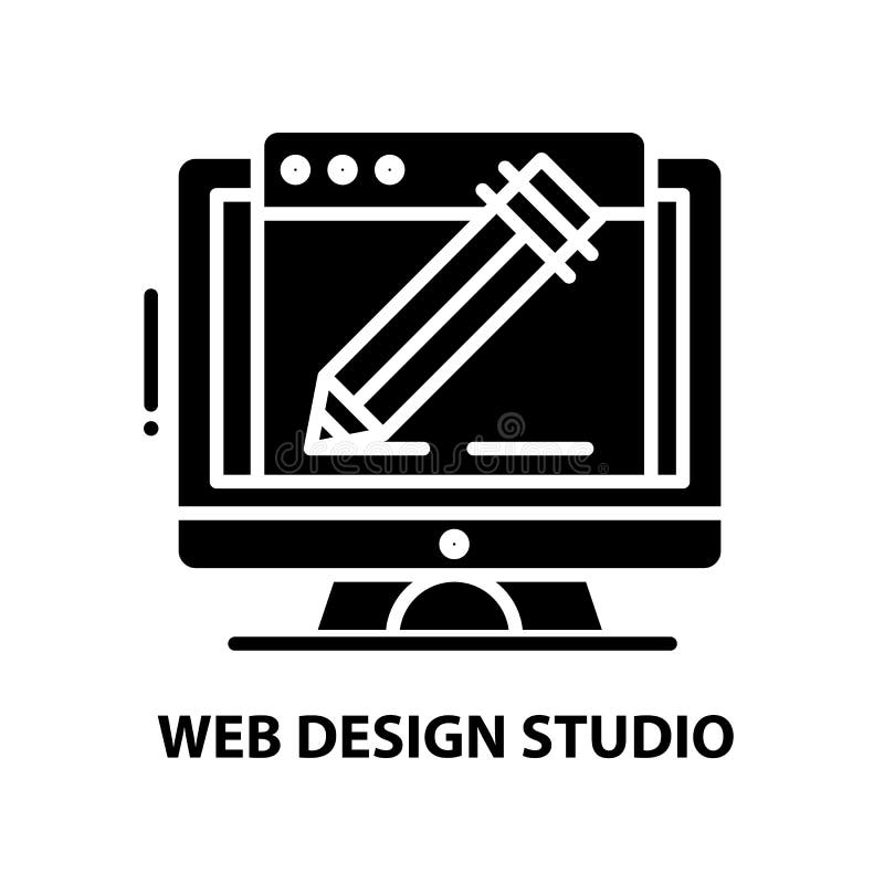 Web Design Studio Icon, Black Vector Sign with Editable Strokes ...