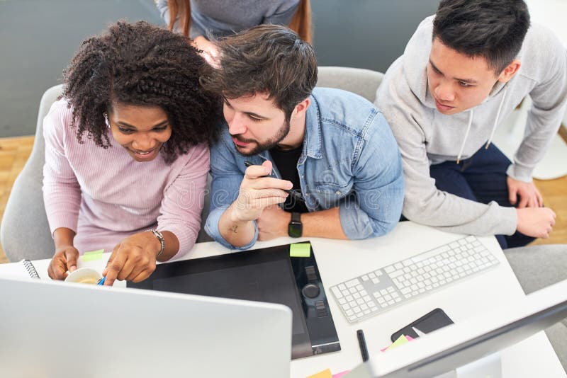 Web Design Team Develops a Design Idea Stock Image - Image of business ...