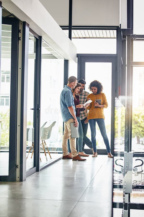 Web Design, Teamwork and Discussion in Office with Tablet, Planning and ...