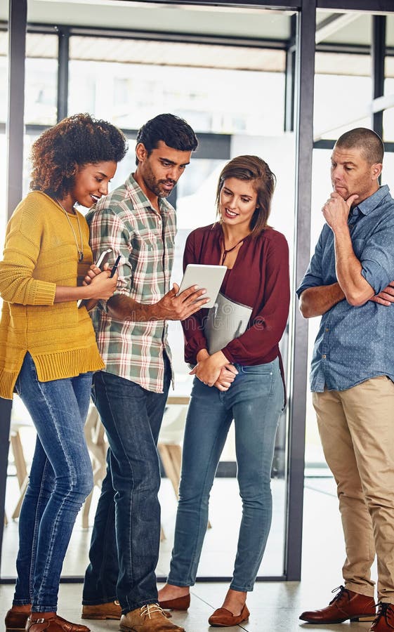 Web Design, Teamwork and Talking in Office with Tablet, Planning and ...