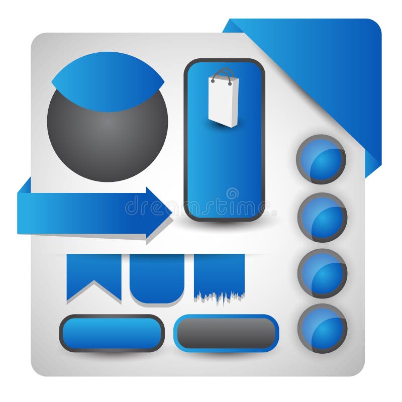 Web Design Template Navigation Elements: Navigation Buttons with ...