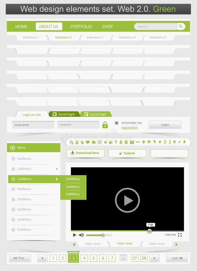 Web Menu Navigation Template Stock Vector - Illustration of buttons ...