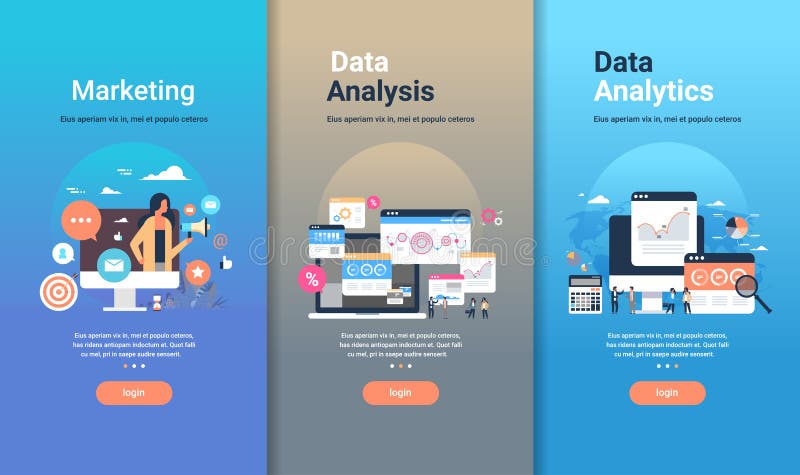 Web Design Template Set for Marketing Data Analysis and Data Analytics ...