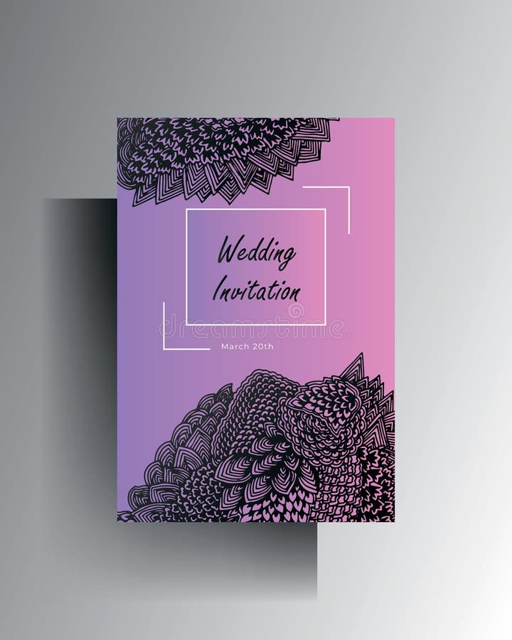 Design Wedding Invitation Postcard Template. Hand Drawn Texture ...