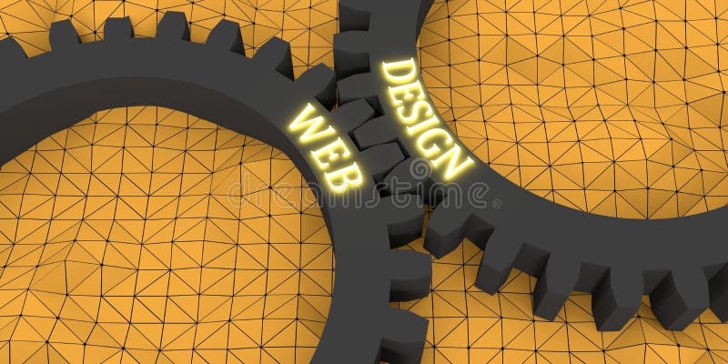 Web and Design Text on the Gears. Stock Image - Image of mechanism ...