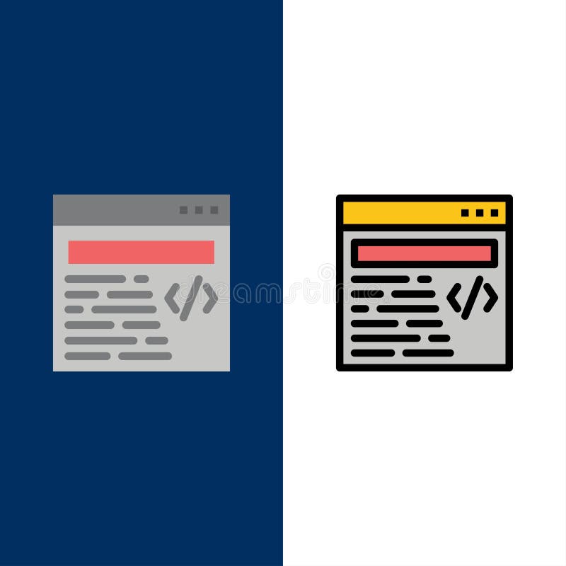 Web, Design, Text Icons. Flat and Line Filled Icon Set Vector Blue ...