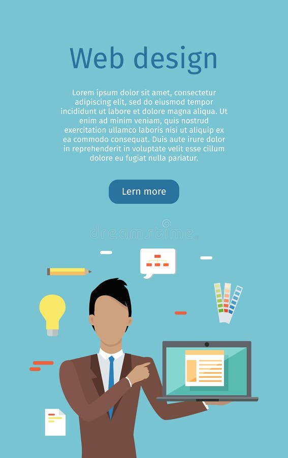 Web Design Vector Web Banner in Flat Style Stock Vector - Illustration ...