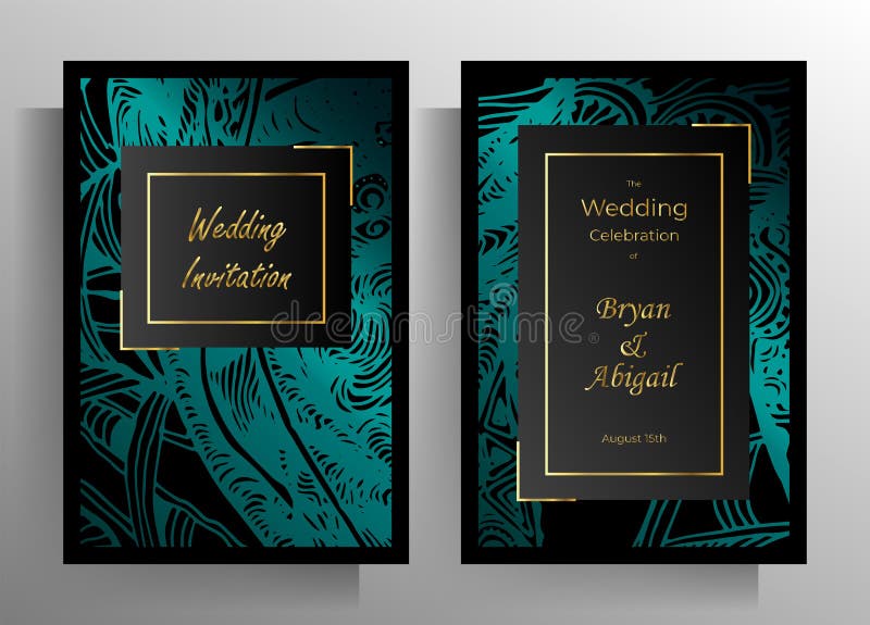 Design Wedding Invitation Template Set. Turquoise Textural Elements ...
